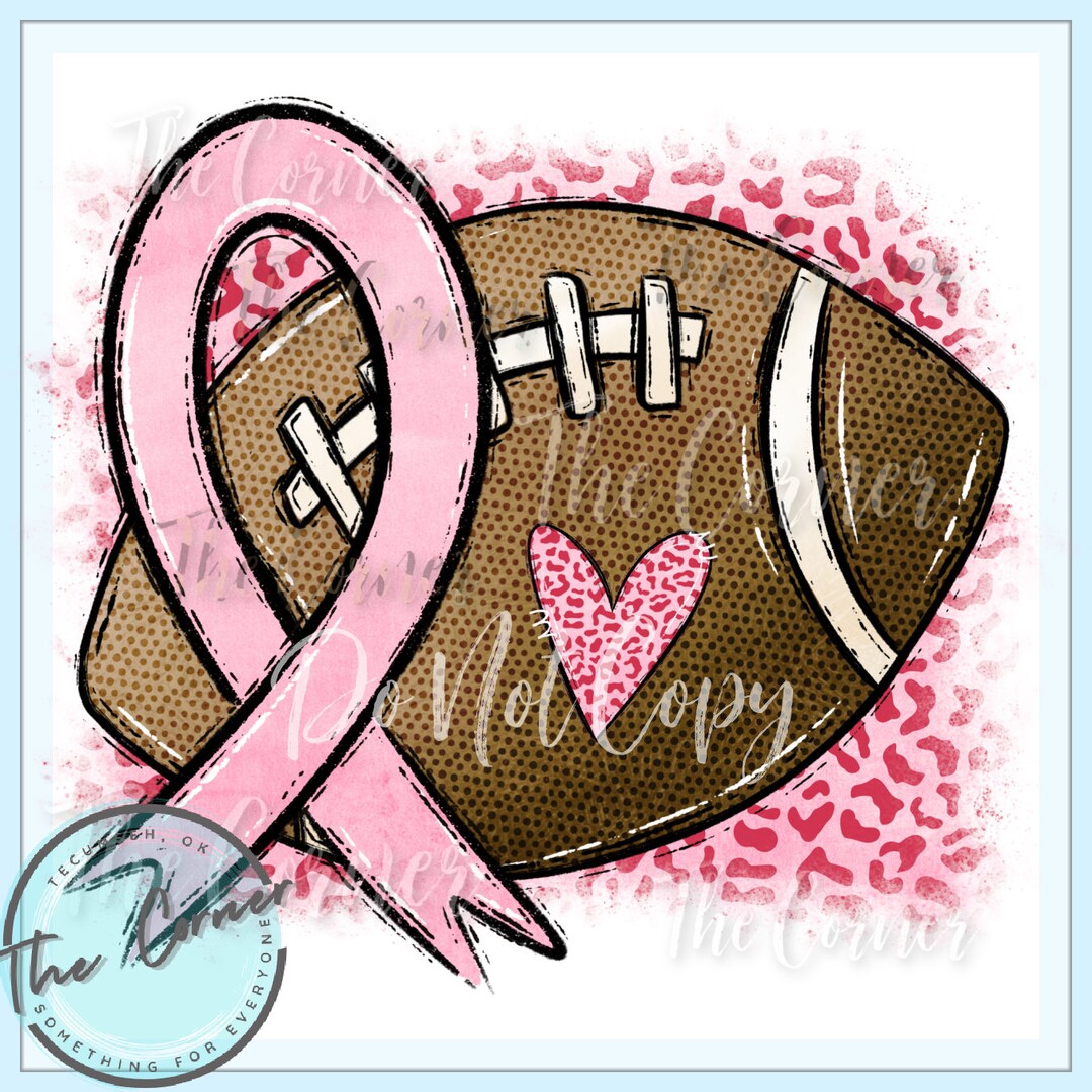 Breast Cancer Football Shirt Transfer Cancer Ribbon Htv Transfer Breast ...