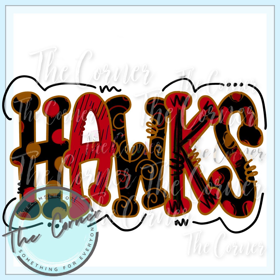 Hawks Heat Transfer Htv Hawk Mascot Hawks Doodle Sublimation Football ...