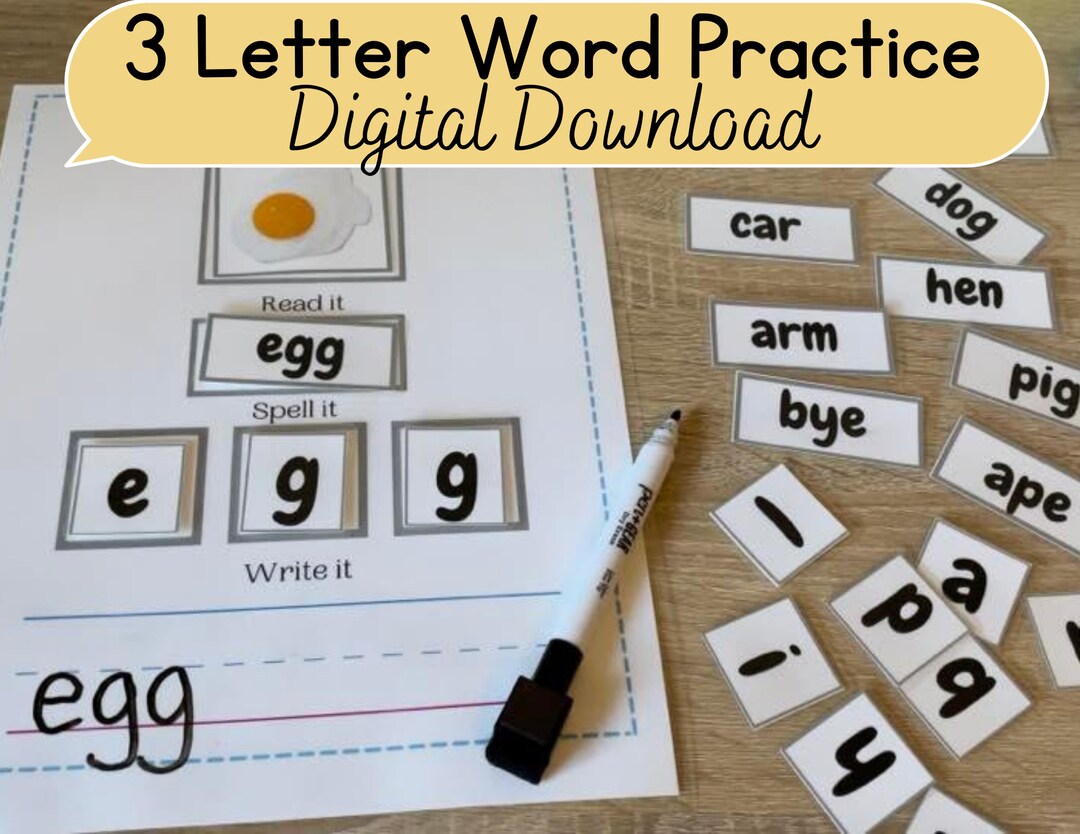 Preschool Word Spelling Practice, Kindergarten Learning Activity ...
