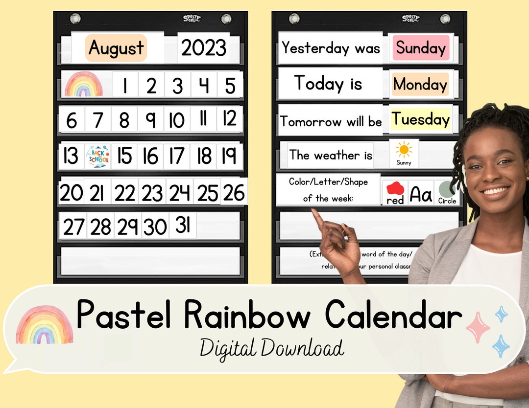 Pastel Rainbow Circle Time Classroom Calendar - Etsy