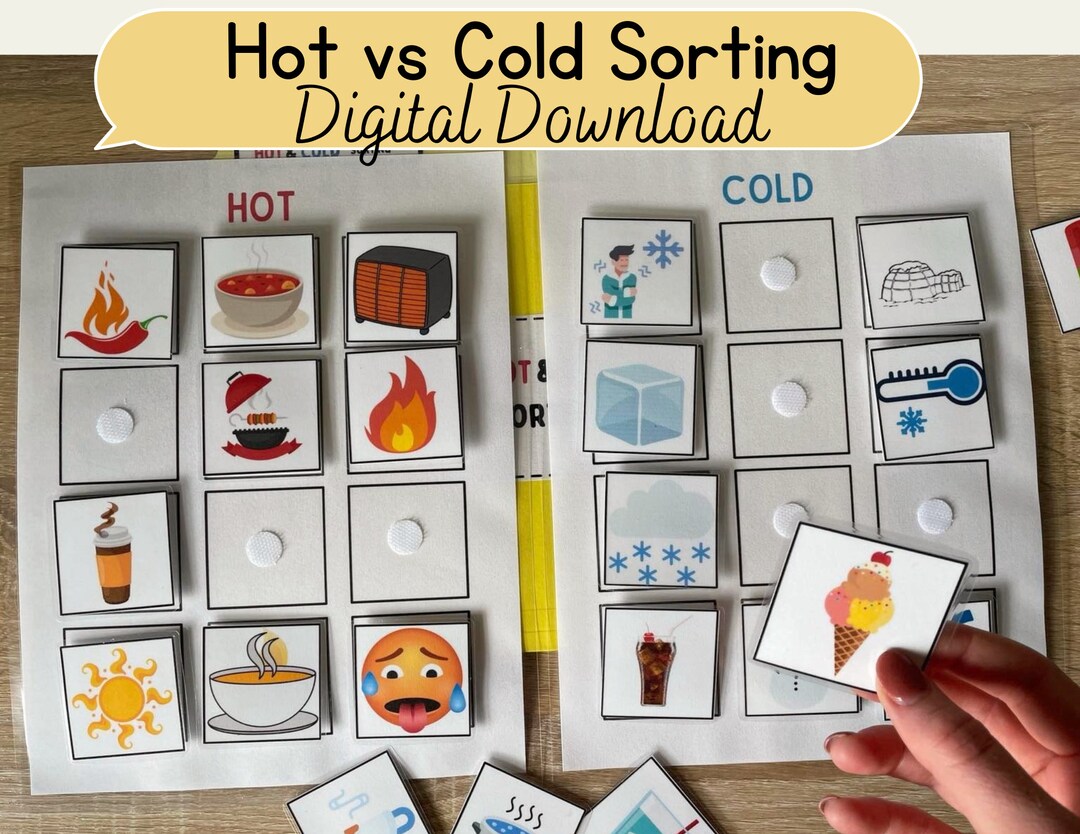Hot Vs Cold File Folder Digital Download, Sorting, Fine Motor Skills ...