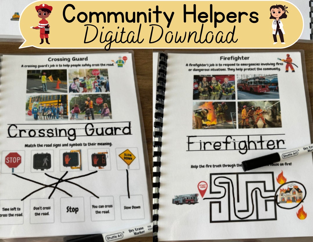 Community Helpers Dry Erase Workbook - Etsy