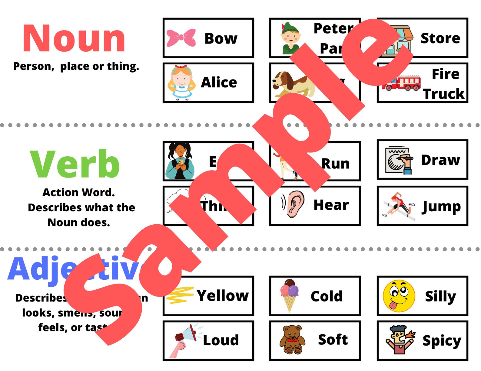 Noun, Verb, and Adjective Practice Busy Book Page, Binder Page ...
