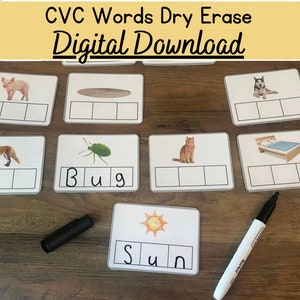 CVC Words Writing Practice Cards Digital Download - Etsy