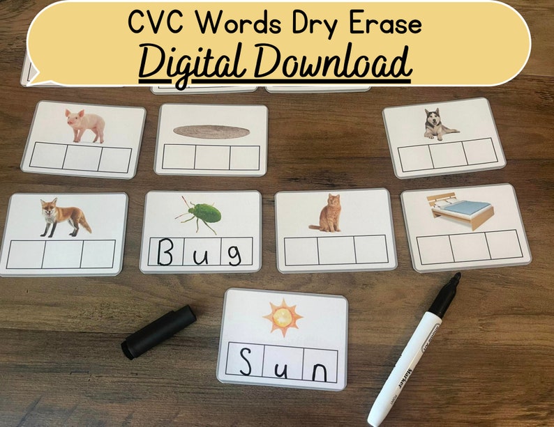 CVC Words Writing Practice Cards Digital Download - Etsy