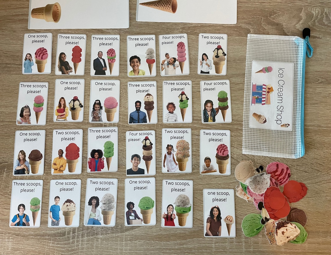 Digital Download - Ice Cream Shop Task Bag, Counting and Sequencing ...