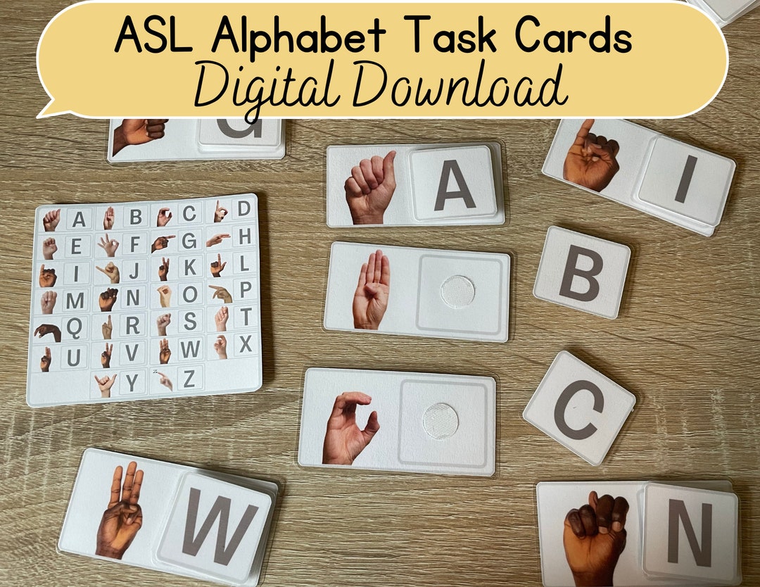 ASL Sign Language Task Cards, Digital Download, Printable for Learning ...