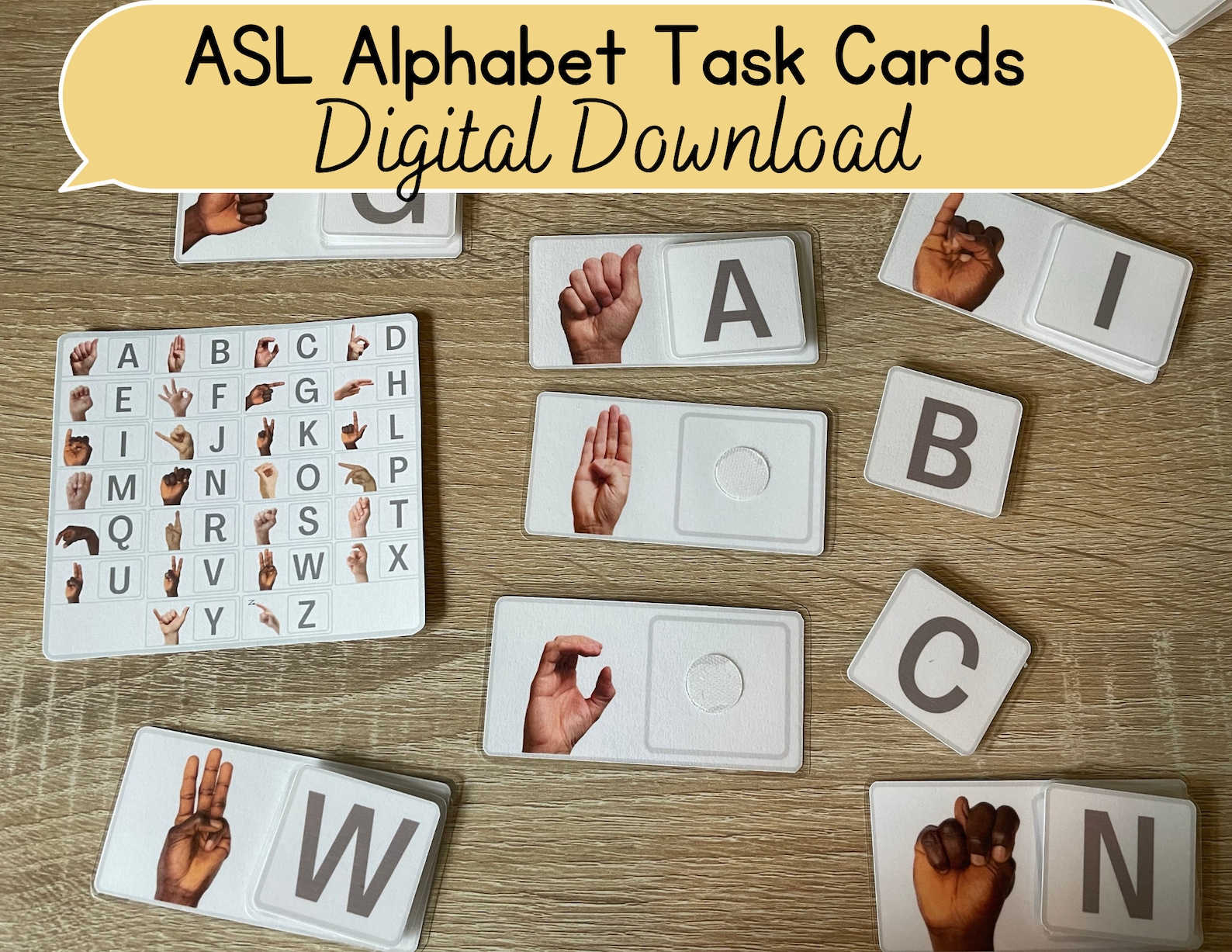 ASL Sign Language Task Cards, Digital Download, Printable for Learning ...