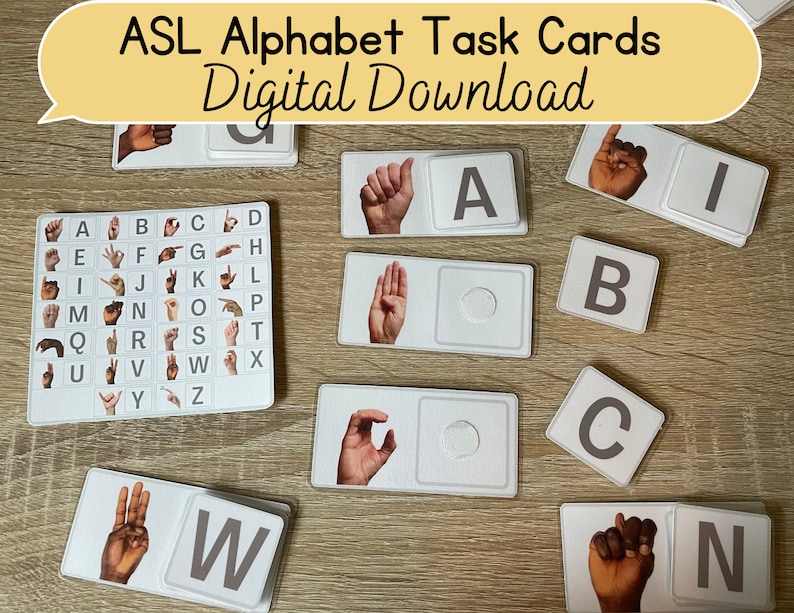 ASL Sign Language Task Cards, Digital Download, Printable for Learning ...