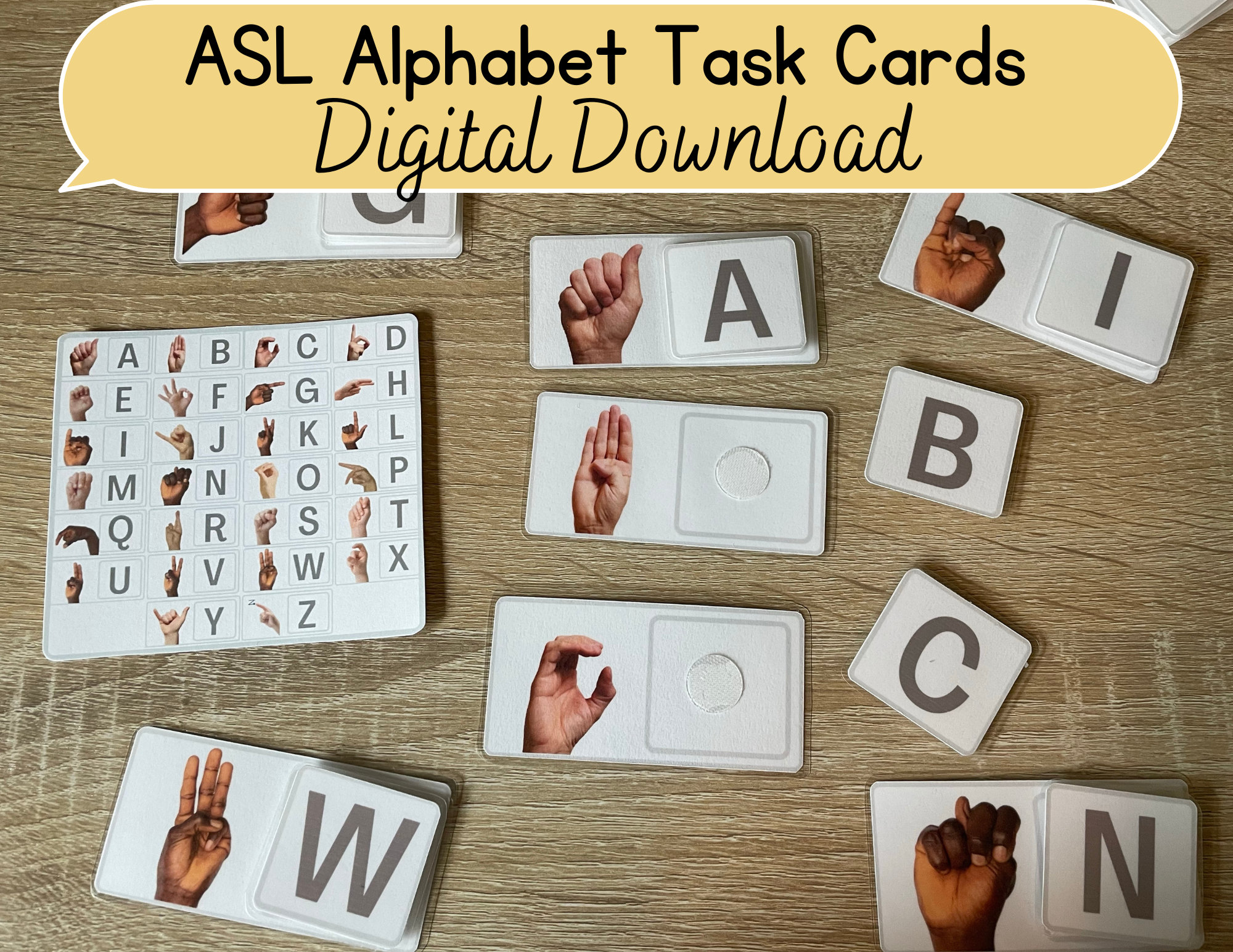 ASL Sign Language Task Cards, Digital Download, Printable for Learning ...
