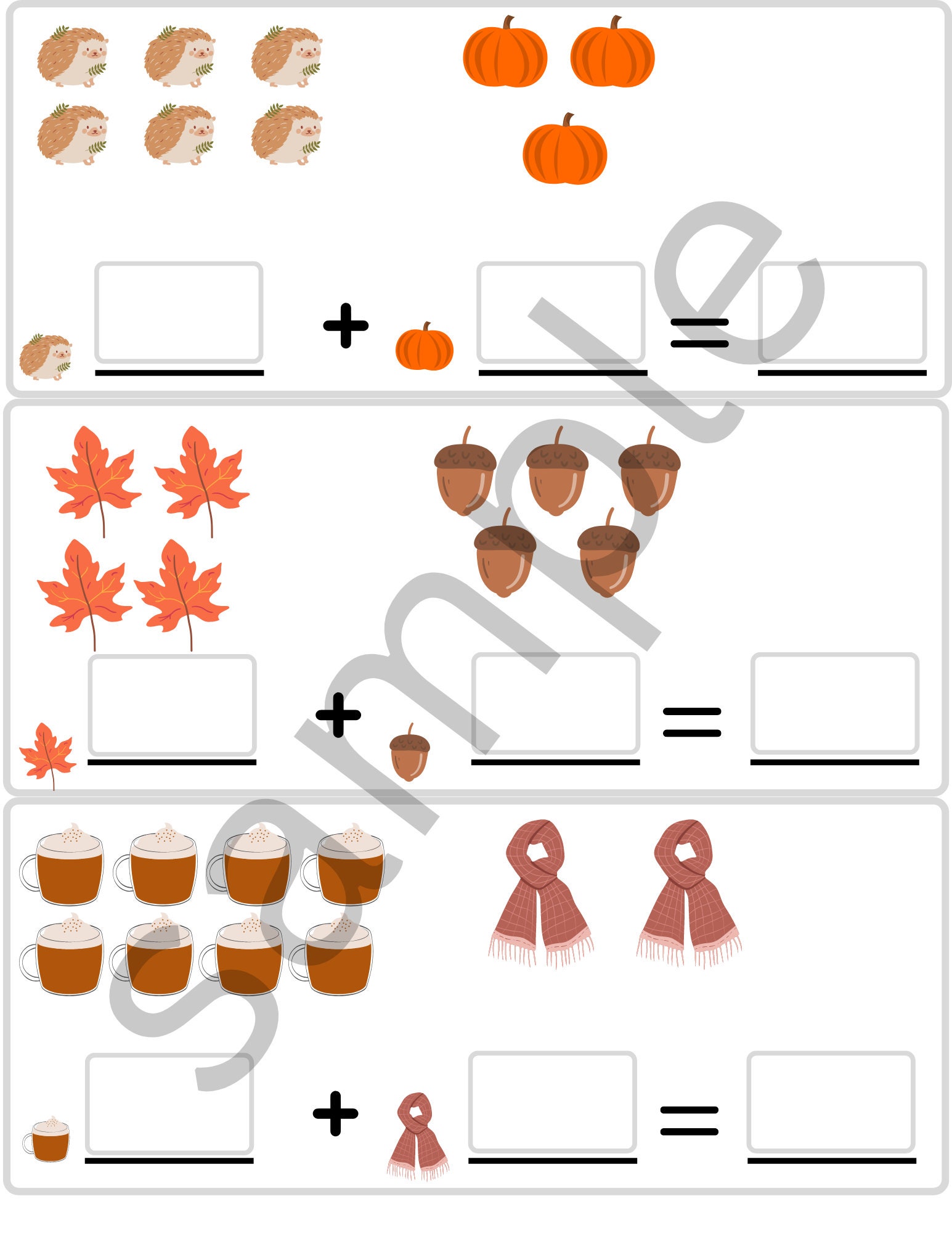 Autumn Math Task Cards, Digital Download, Printables - Etsy