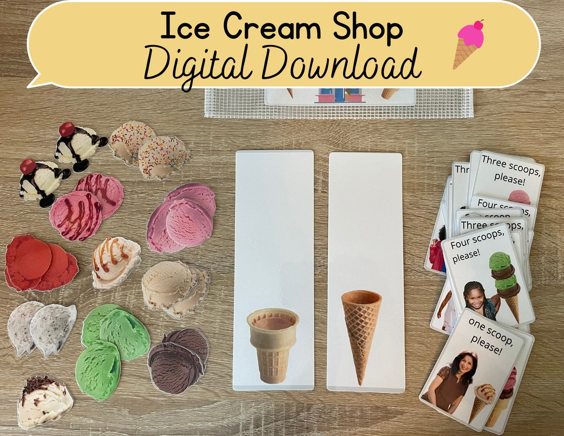 Digital Download - Ice Cream Shop Task Bag, Counting and Sequencing ...