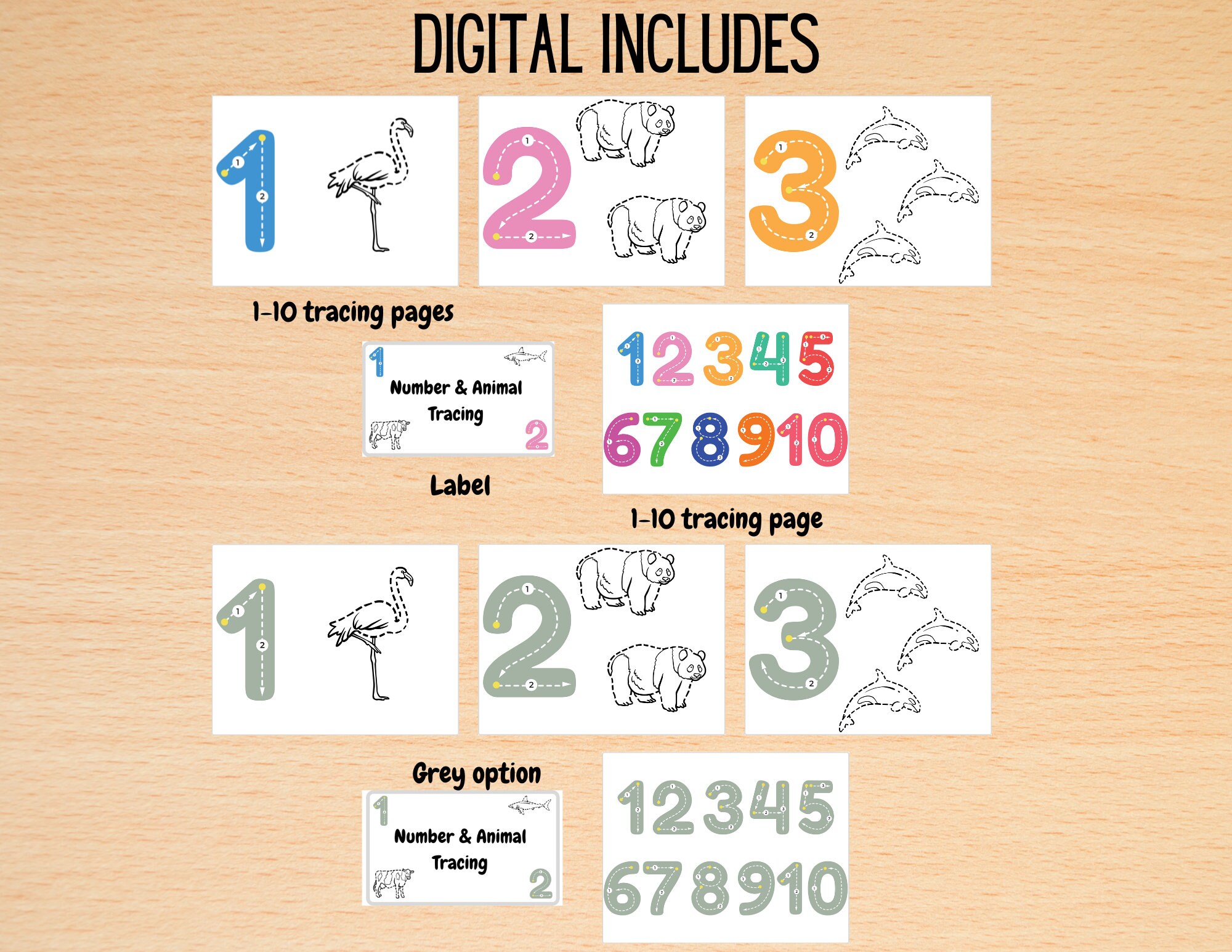 Number and Animal Tracing Digital Download - Etsy