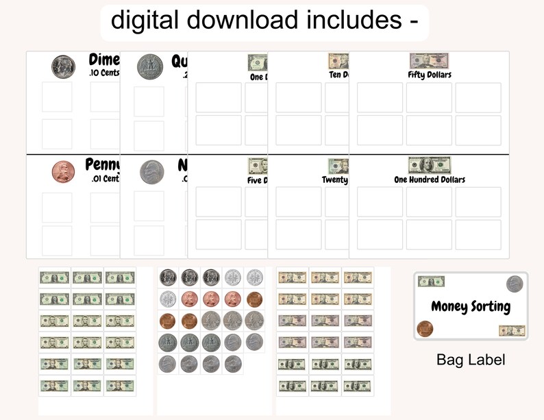 Money and Coin Sorting Digital Download - Etsy