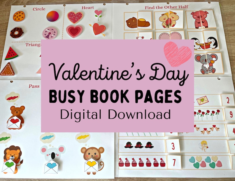 Valentine's Day, Printable Craft, Busy Book, Picture Puzzle, Color ...