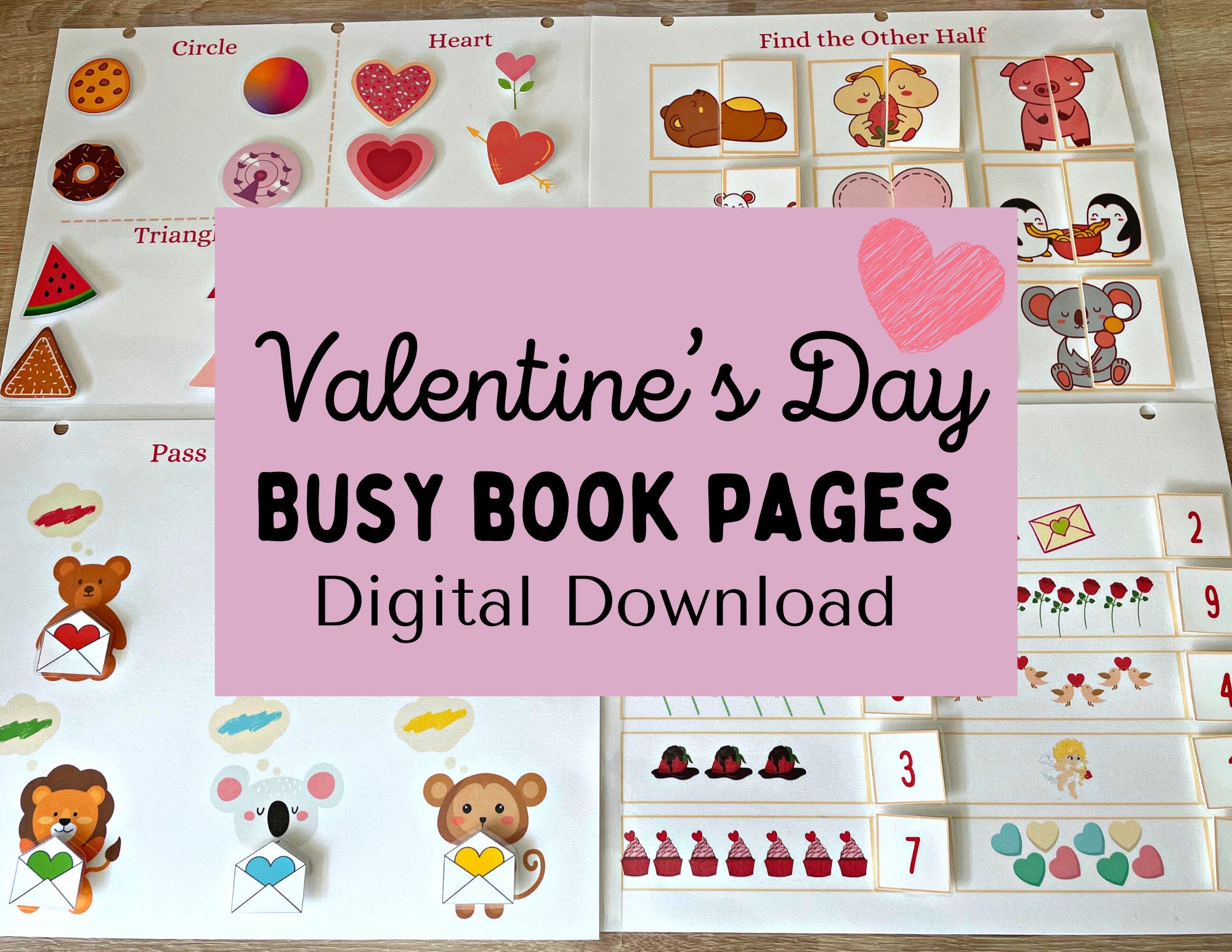 Valentine's Day, Printable Craft, Busy Book, Picture Puzzle, Color ...