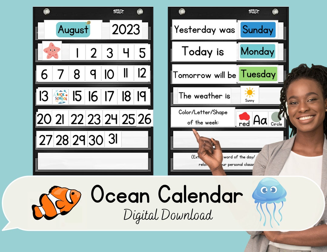 Ocean Calendar for Classroom - Etsy