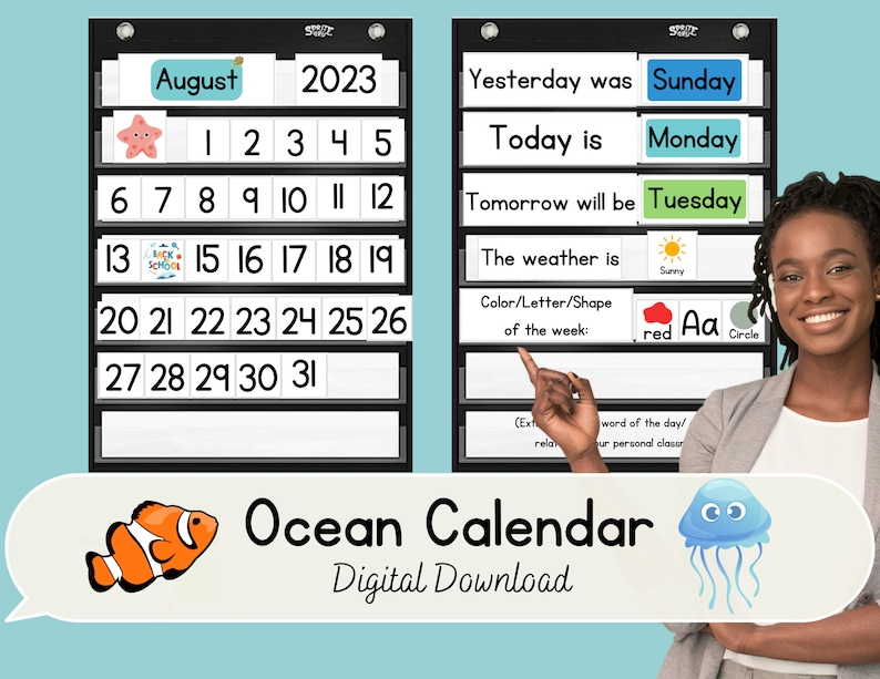 Ocean Calendar for Classroom - Etsy