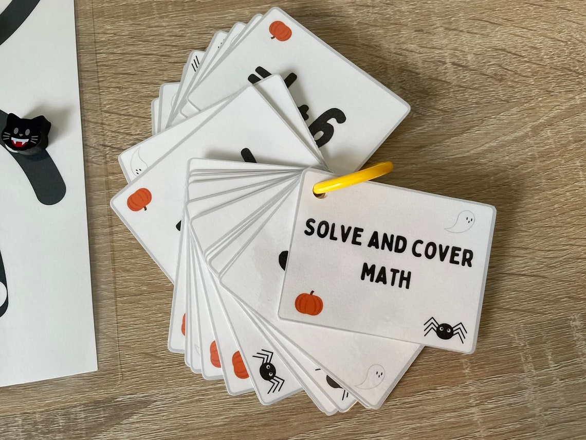 Halloween Math Solve and Cover, Task Bag for Classroom or Homeschool - Etsy