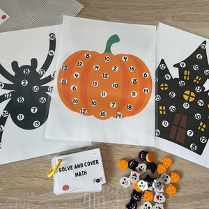 Halloween Math Solve and Cover, Task Bag for Classroom or Homeschool - Etsy