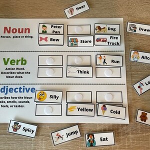 Noun, Verb, and Adjective Practice Busy Book Page, Binder Page ...