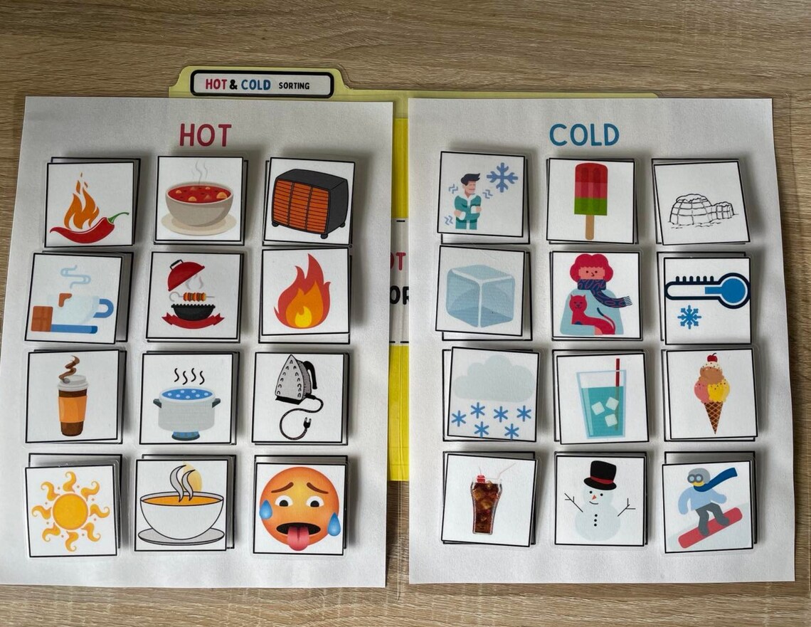 Hot Vs Cold File Folder Digital Download, Sorting, Fine Motor Skills ...