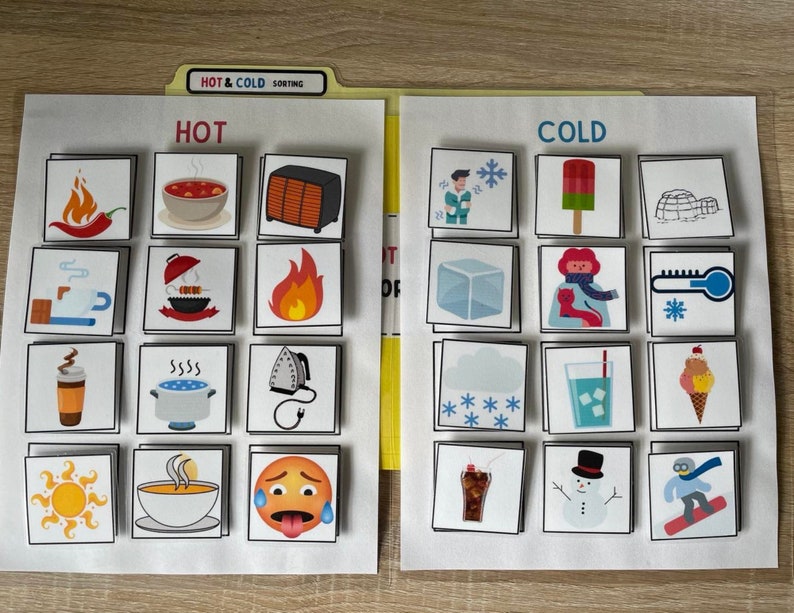 Hot Vs Cold File Folder Digital Download, Sorting, Fine Motor Skills ...