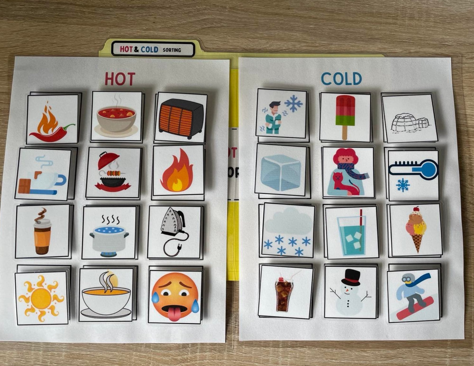 Hot Vs Cold File Folder Digital Download, Sorting, Fine Motor Skills ...