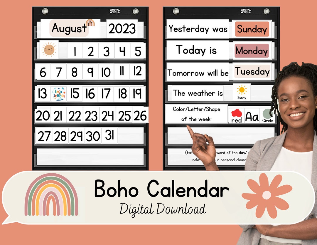 Boho Classroom Calendar Bundle - Etsy