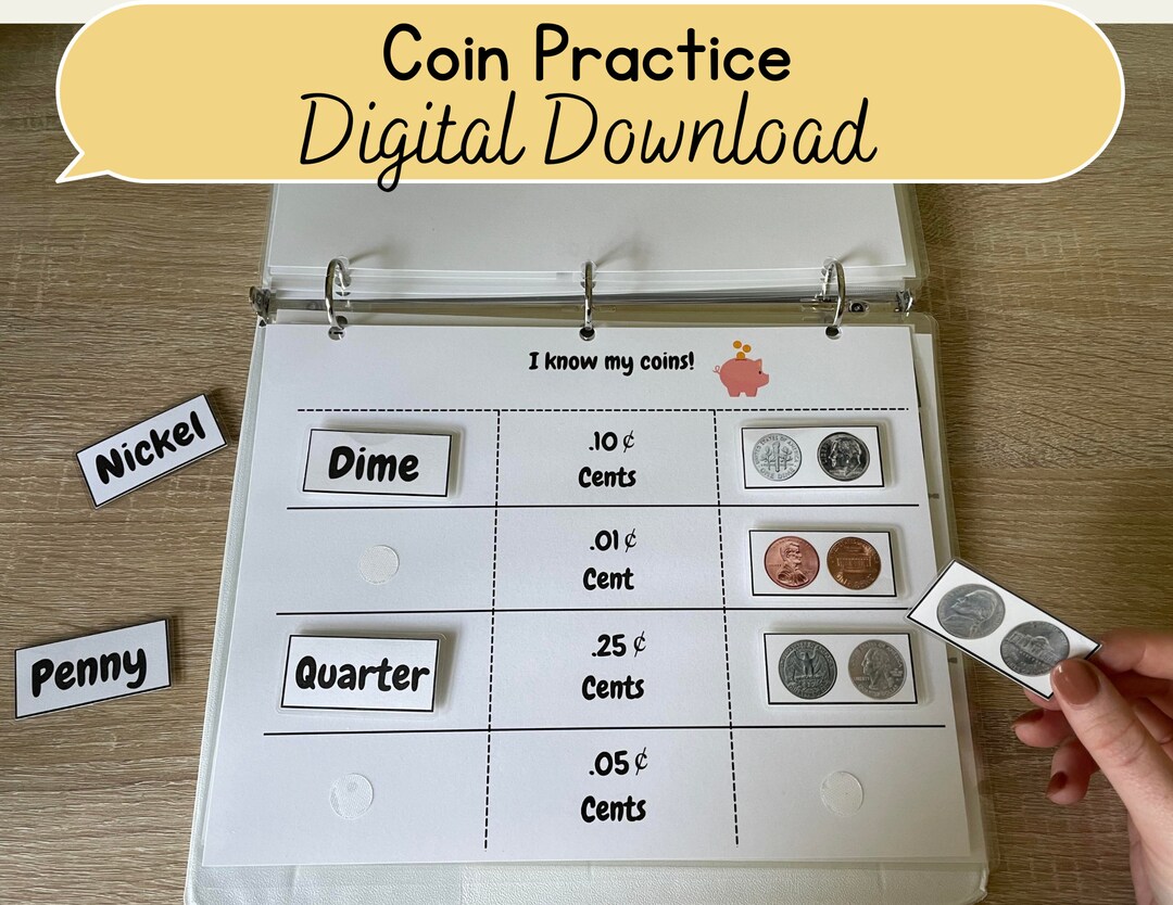 Digital Download Coin Practice Busy Book Page Learning Binder for Kids ...