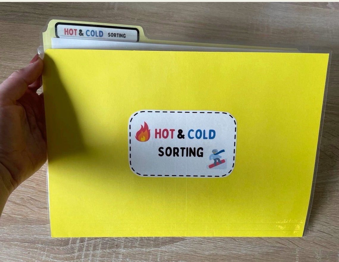 Hot Vs Cold File Folder Digital Download, Sorting, Fine Motor Skills ...
