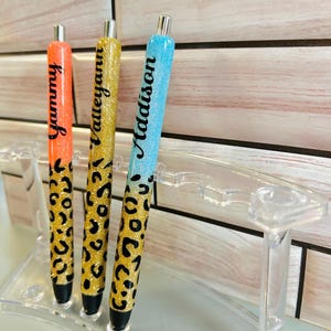 Personalized Pens | Glitter Pens | Cheetah Print Pens | Custom - Etsy