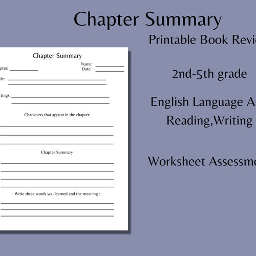 Book Chapter Summary Template. Printable Revision Sheet. Exam - Etsy