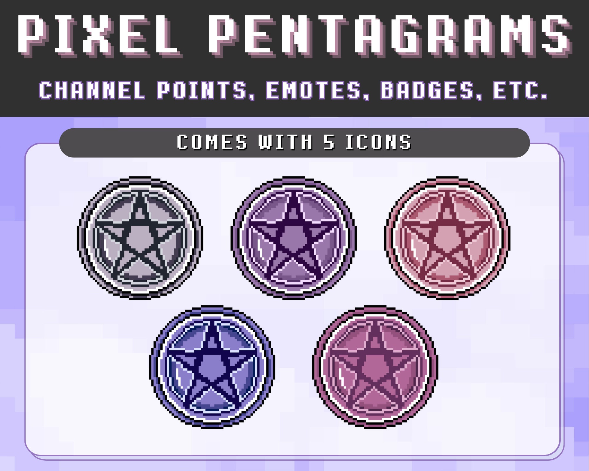 Pixel Pentagram Twitch Channel Point Icon | Dark Reward Badge - Etsy