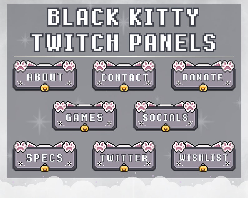 Cute, Black Cat Twitch Panels | 24 Panels - Etsy