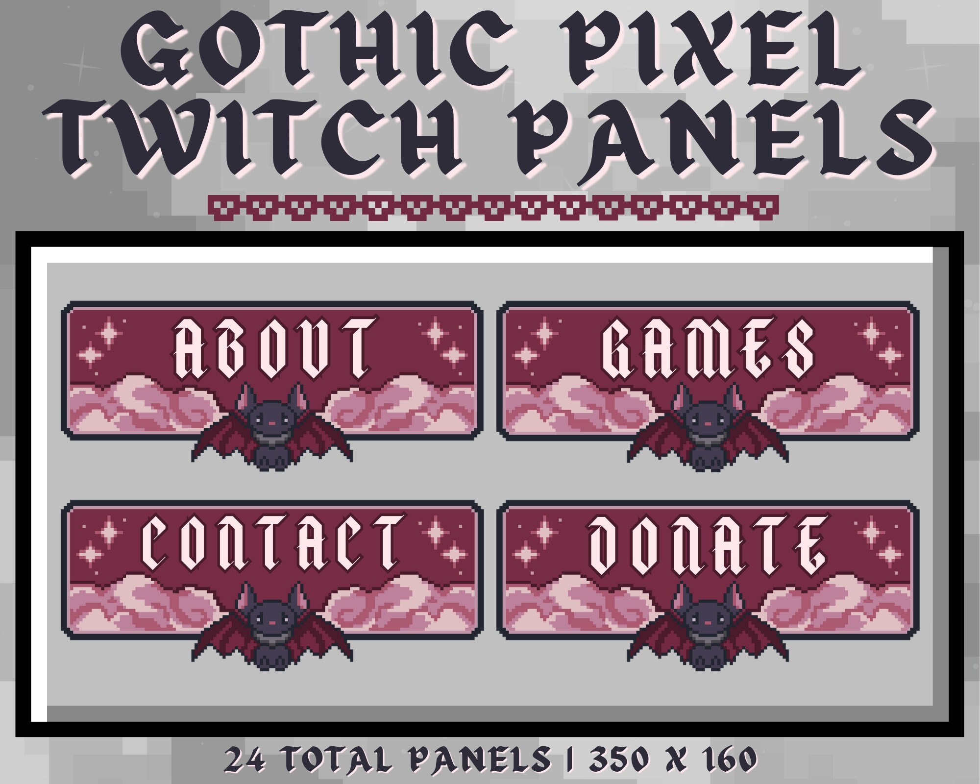 Pixel Stream Panels | 24 Gothic Twitch Panels, Red - Etsy