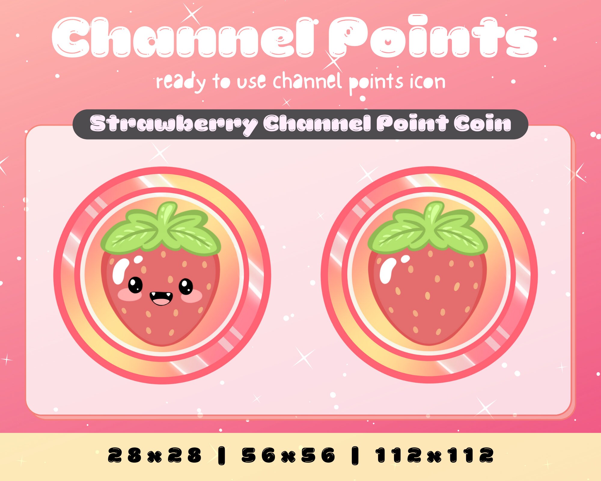 Strawberry Twitch Channel Coin | Streamer Icon for Twitch - Etsy Canada