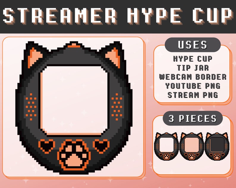 Cute Orange and Black Cat Twitch Tip Jar Webcam Border - Etsy