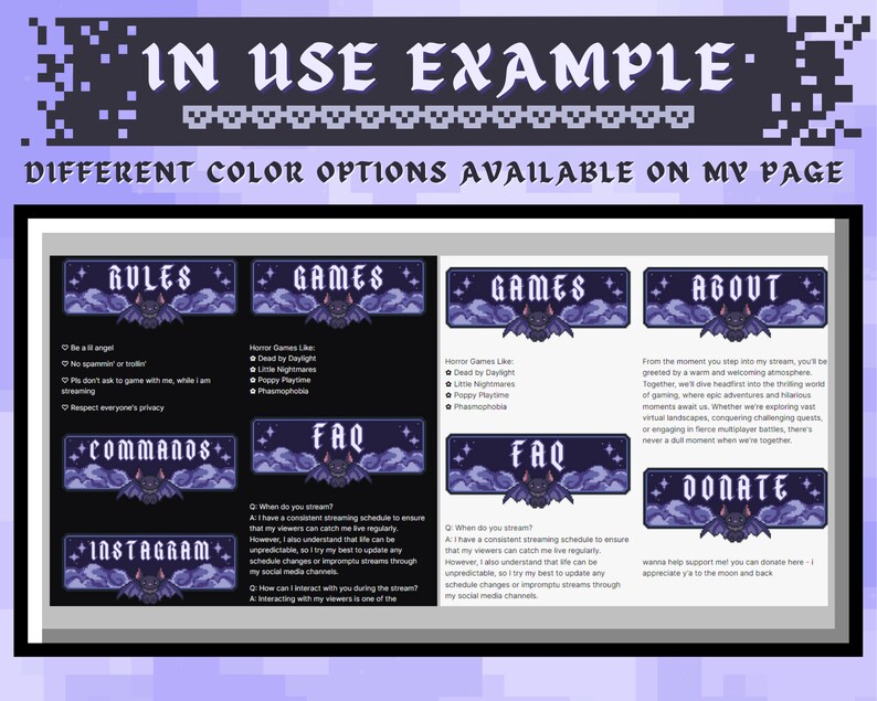 Dark Blue Twitch Panels, 24x Gothic Stream Assets, Bat - Etsy