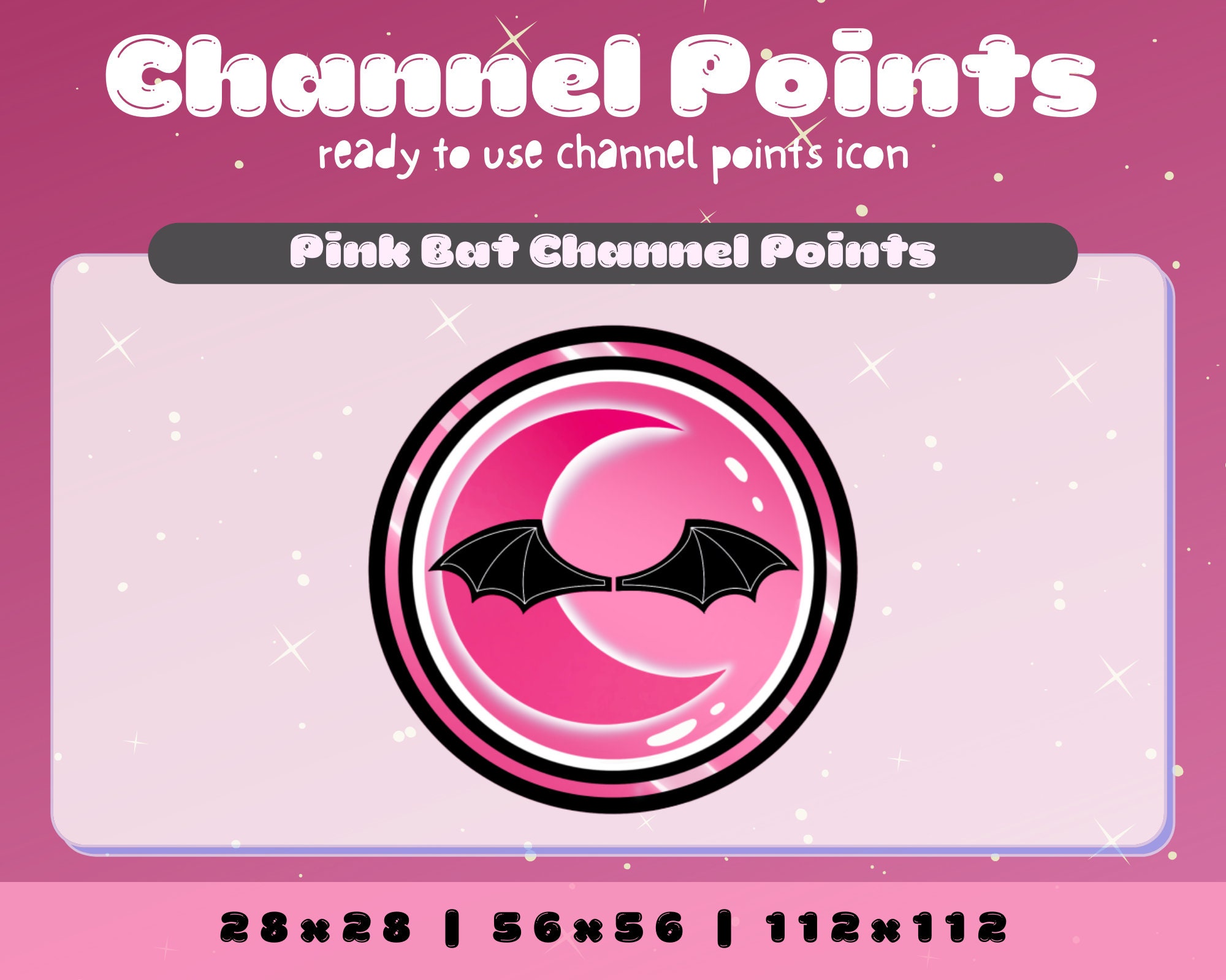 Cute Gothic Twitch Channel Points Icon Pink | Lunar Emote / Badge - Etsy