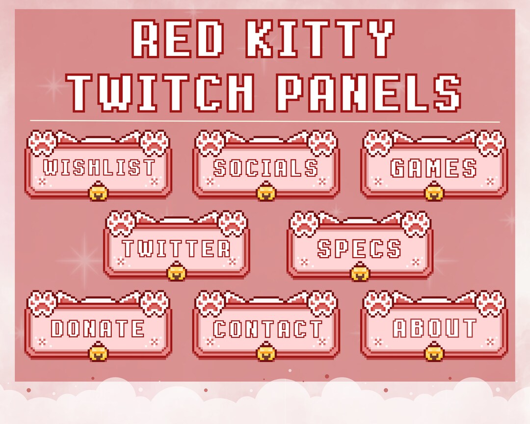 Red Twitch Panels, Kitty | 24x Neko Theme About Section - Etsy