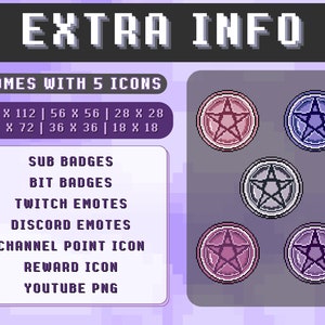 Pixel Pentagram Twitch Channel Point Icon | Dark Reward Badge - Etsy