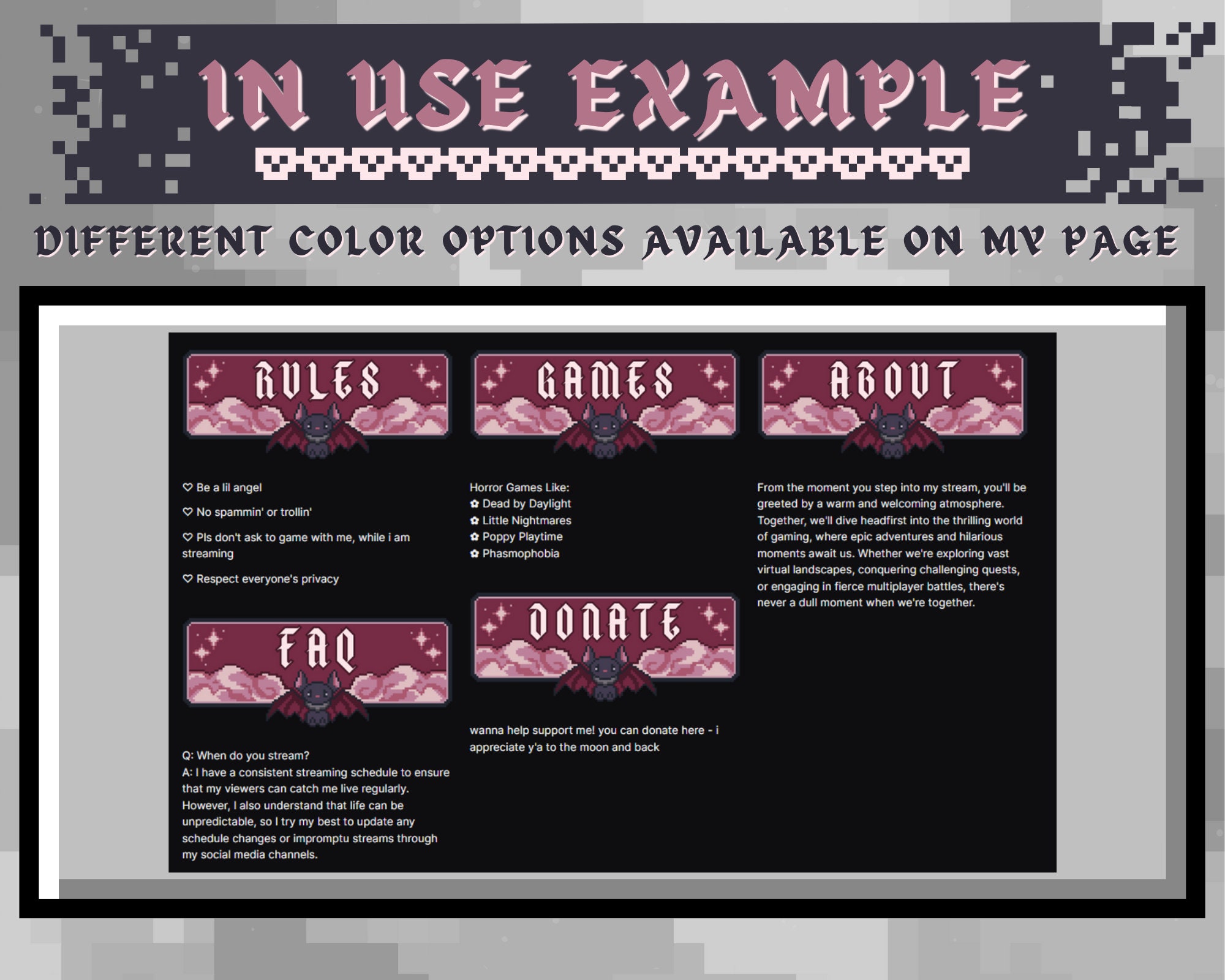 Pixel Stream Panels | 24 Gothic Twitch Panels, Red - Etsy