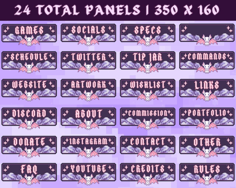 Pastel Goth, Twitch Panels | 24 Cute Stream Panels - Witchy Twitch ...