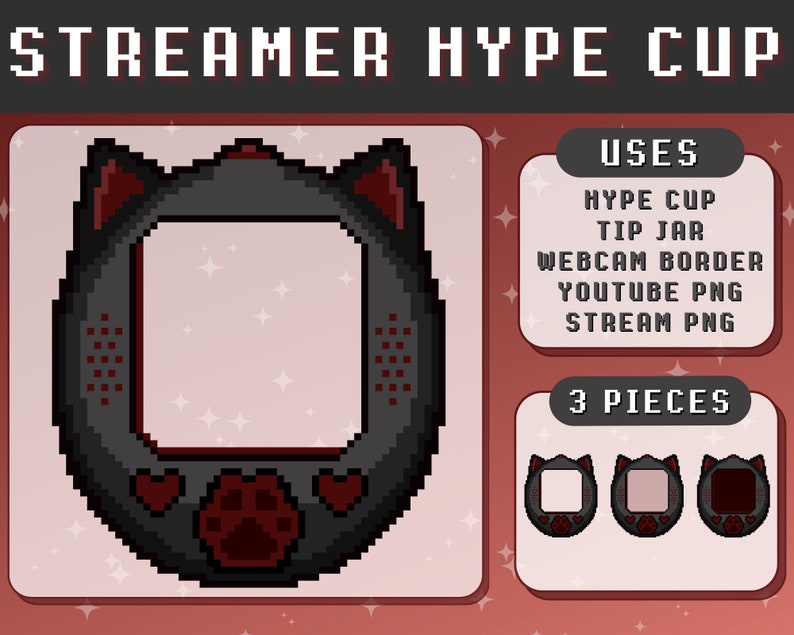 Dark Red Gothic, Cat Tip Jar Hype Cup for Twitch Stream - Etsy