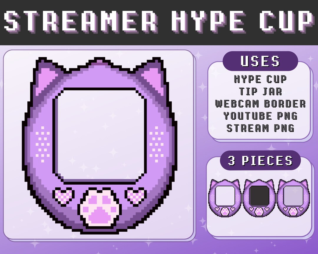 Purple Tip Jar Hype Cup for Twitch Youtube Streamers | Kawaii Webcam ...