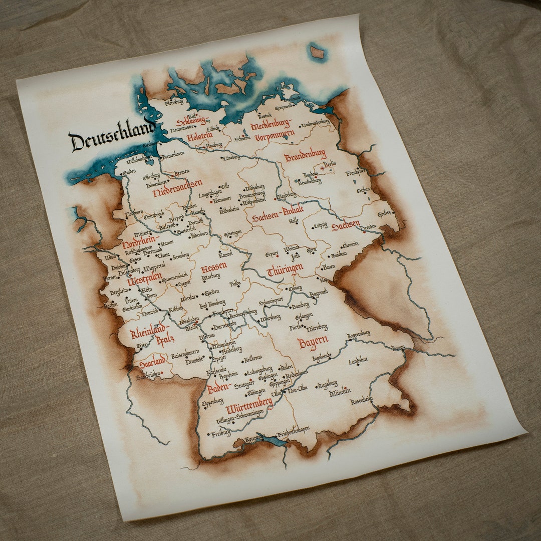 Canvas Map of Germany A3 - Etsy