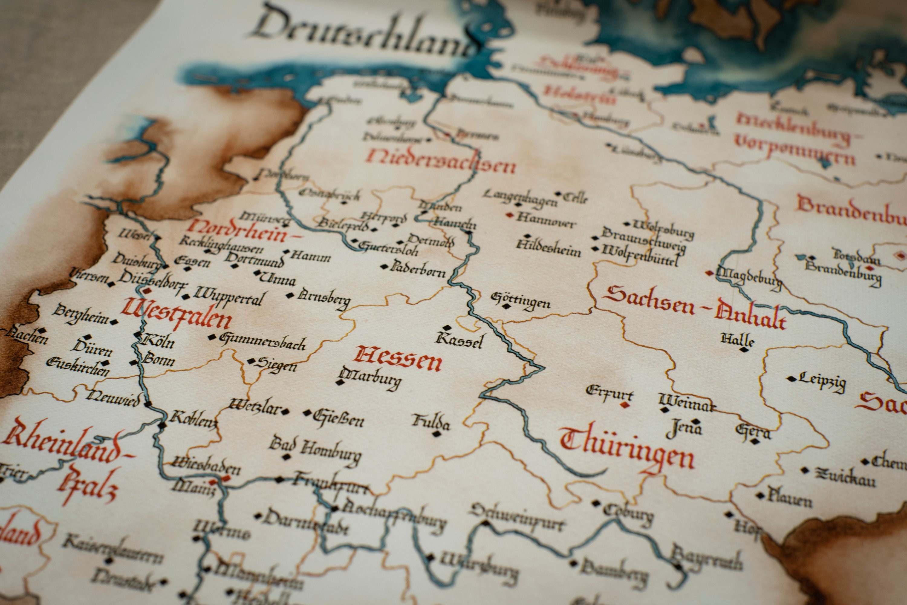 Canvas Map of Germany A3 - Etsy