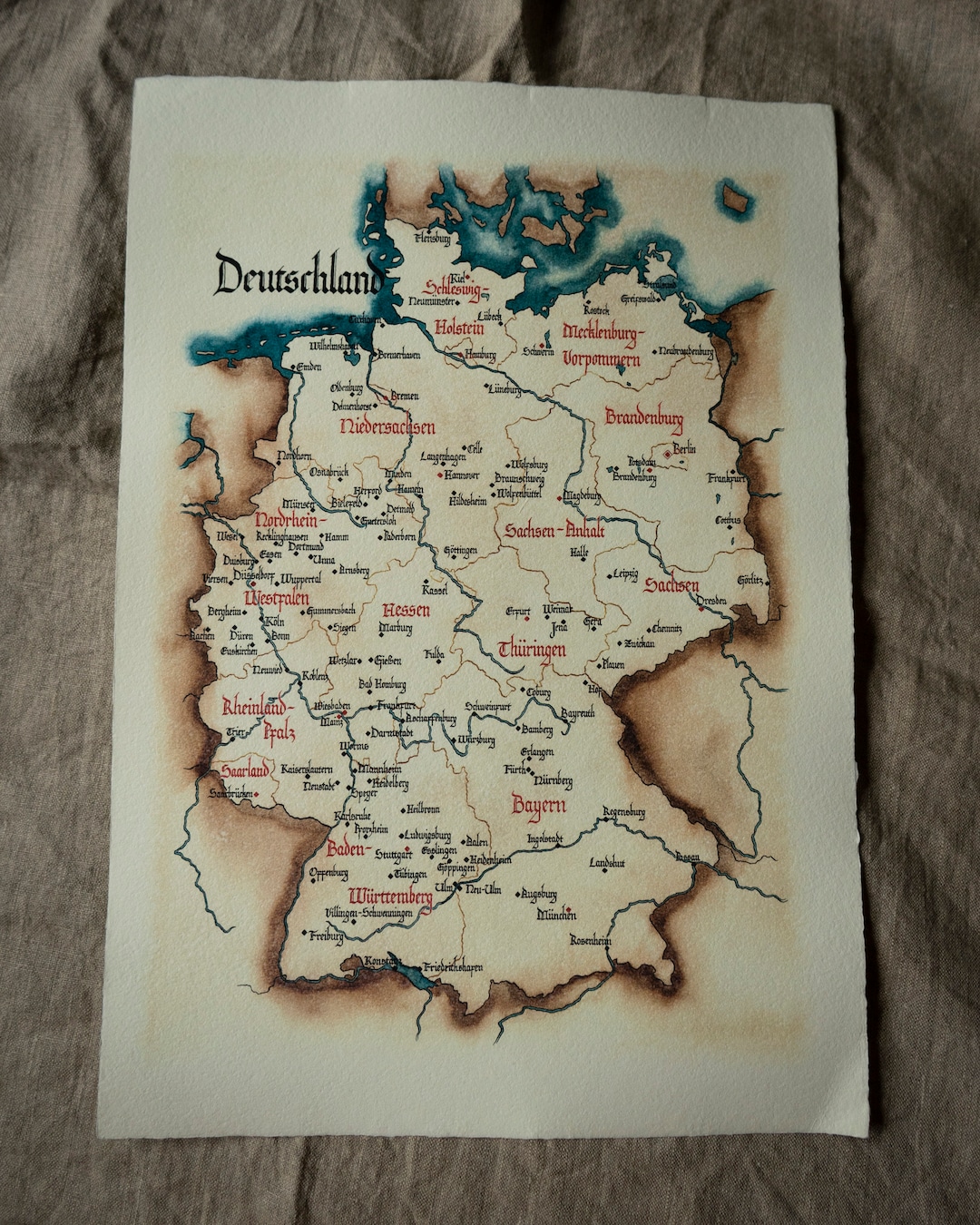 Map of Germany A3 - Etsy