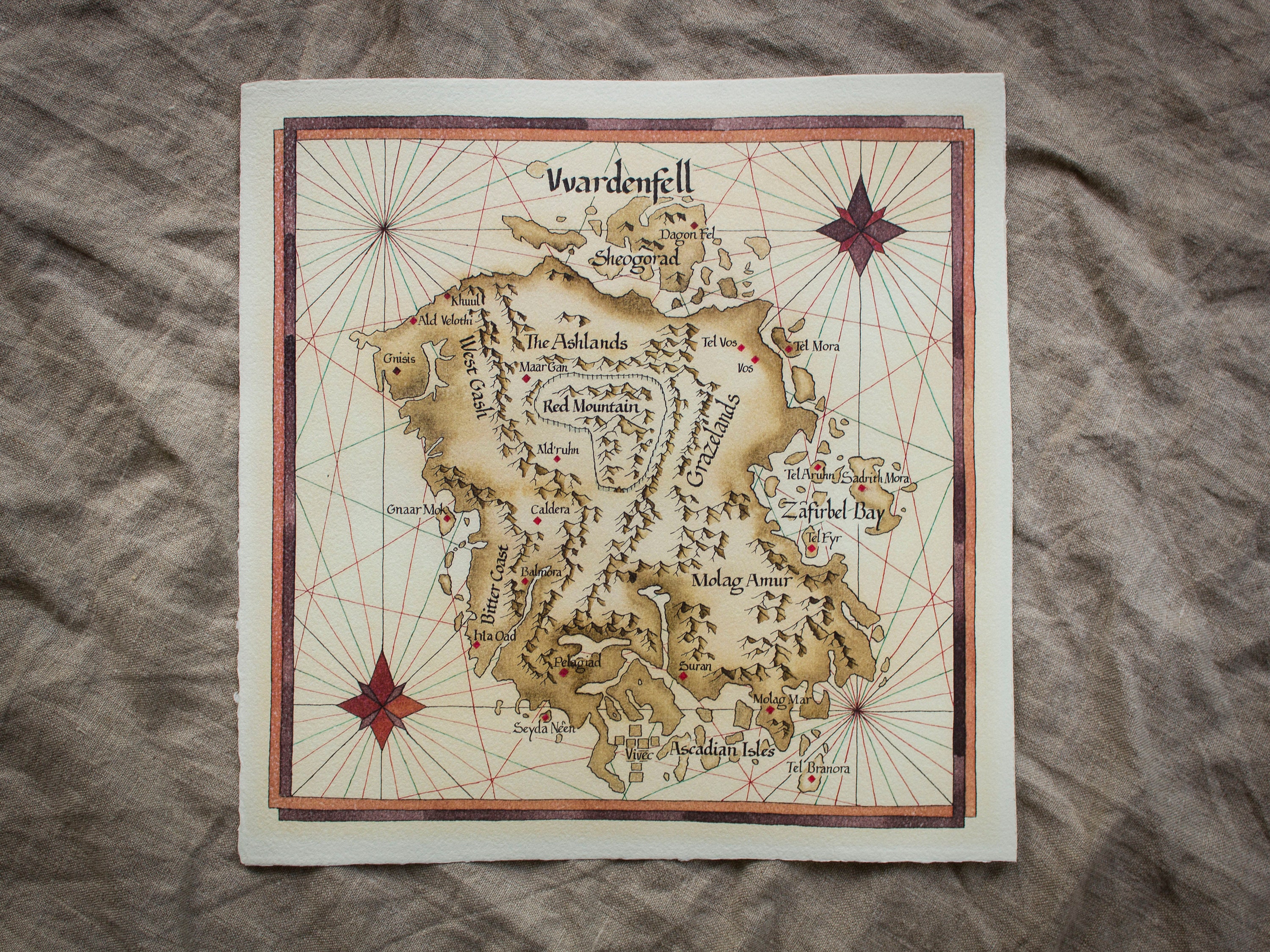 Map of Vvardenfell, Morrowind 30x30cm - Etsy